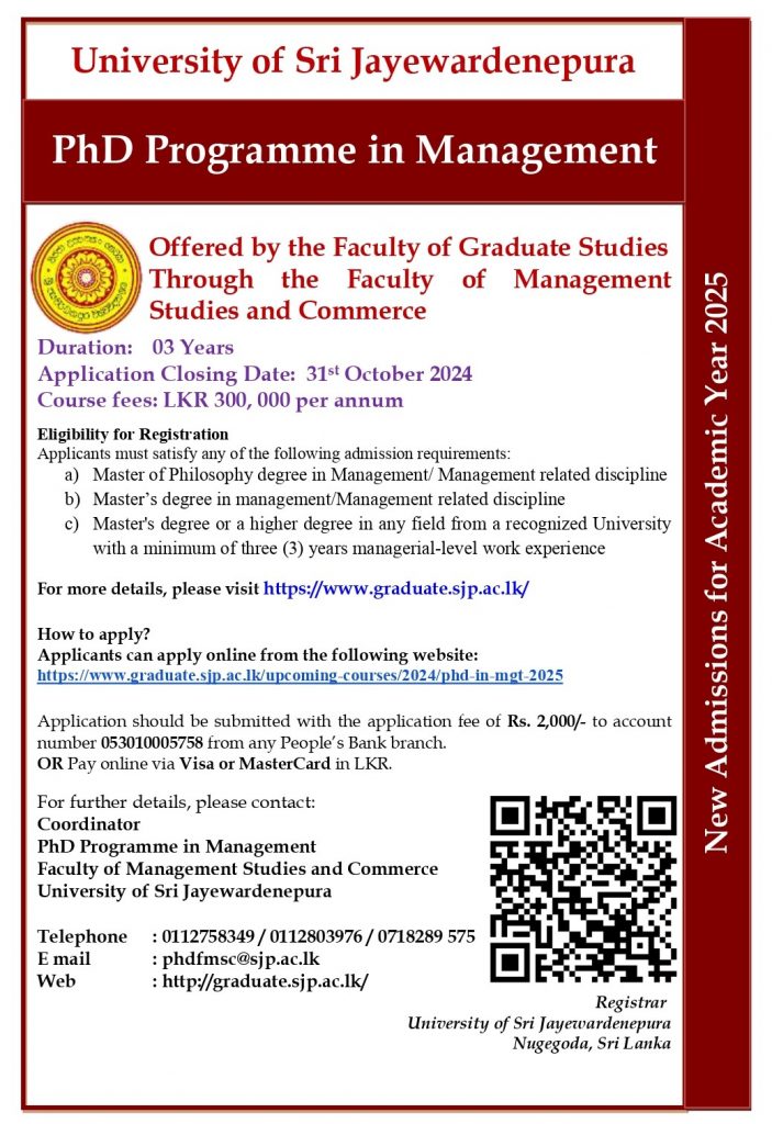 PhD In Management Programme: New Admissions for Academic Year 2025 ...