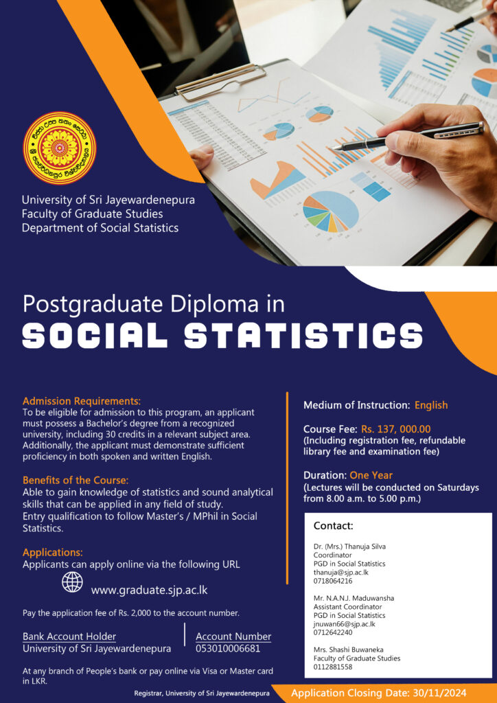 Postgraduate Diploma in Social Statistics – 2024 – Faculty of Graduate ...